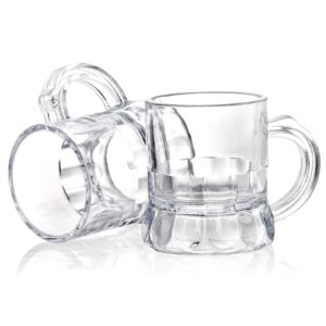 Fasmov 30 Pack Mini Plastic Beer Mugs,1 oz Beer Mug Shot Glasses with Handles, Reusable Clear Beer Stein Beer Tasting Glasses for Beer Festival Party Barbecue Wedding Supplies