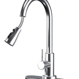 Susbie Kitchen Faucets with Pull Down Sprayer,Kitchen Faucet,Single Handle Kitchen Sink Faucet with Pull Out Sprayer,Single Level Stainless Stee