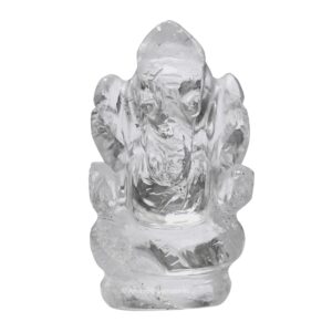 clear quartz ganesha idol - crystal ganesha idol for car dashboard - spiritual home, office and room table decor ganesha statues made of crystals and healing stones