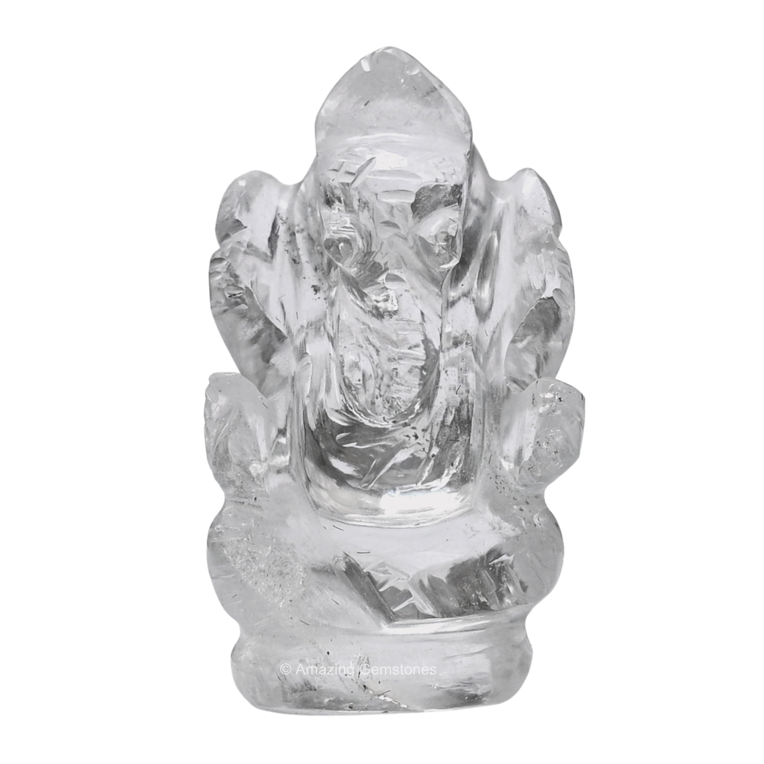 Clear Quartz Ganesha Idol - Crystal Ganesha Idol for Car Dashboard - Spiritual Home, Office and Room Table Decor Ganesha Statues Made of Crystals and Healing Stones