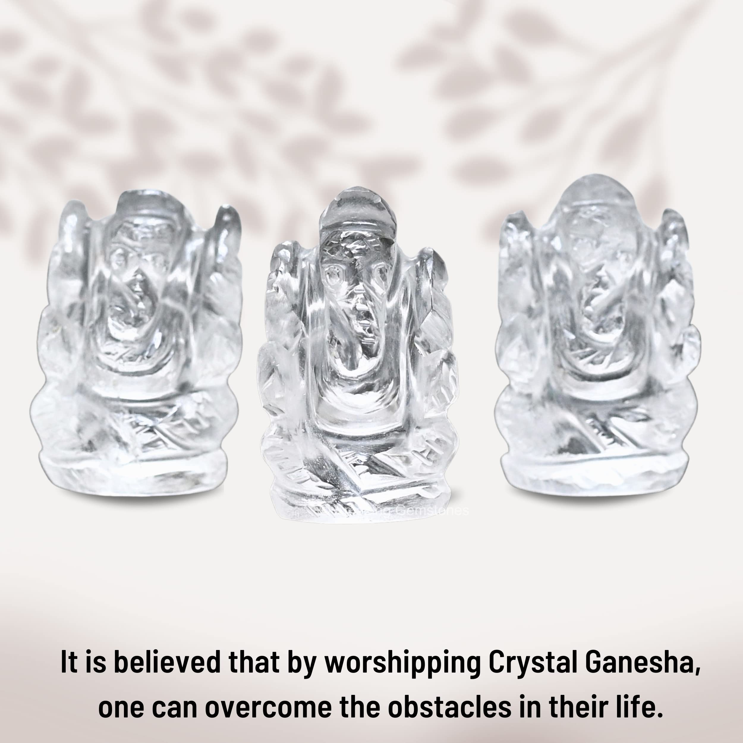 Clear Quartz Ganesha Idol - Crystal Ganesha Idol for Car Dashboard - Spiritual Home, Office and Room Table Decor Ganesha Statues Made of Crystals and Healing Stones