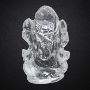 Clear Quartz Ganesha Idol - Crystal Ganesha Idol for Car Dashboard - Spiritual Home, Office and Room Table Decor Ganesha Statues Made of Crystals and Healing Stones