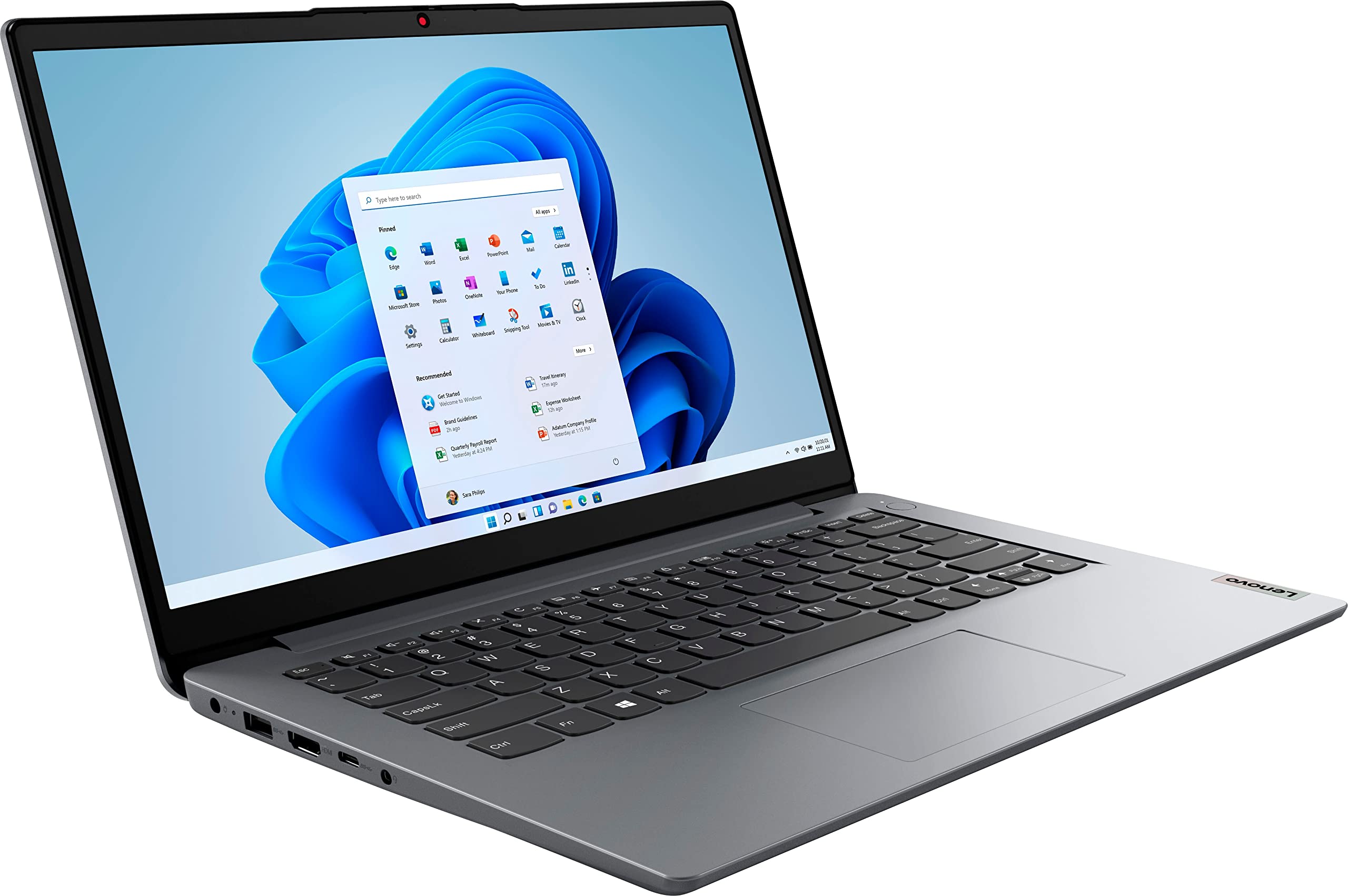 Lenovo IdeaPad 1i 14" Laptop Computer, Intel Quad-Core Pentium Silver N5030 Processor, 1-Year Office 365, 4GB DDR4 RAM, 128GB eMMC, WiFi 6, BT 5.1, Cloud Grey, Windows 11 Home S, BROAG Cable