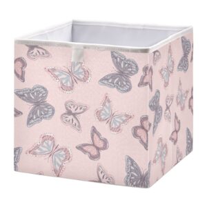 cube storage bin beautiful butterflies foldable storage basket toy storage box for home organizing shelf closet bins, 11 x 11 x 11-inch