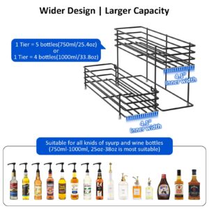 Coffee Syrup Organizer 2 Tier Syrup Bottle Holder Rack for Coffee Bar 10 Bottles Matte Black Wine Bottle Rack Coffee Syrup Stand Shelf for Syrup, Wine, Coffee Bar Organizer For Kitchen Coffee Shop