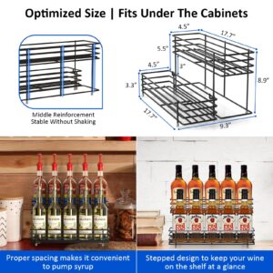 Coffee Syrup Organizer 2 Tier Syrup Bottle Holder Rack for Coffee Bar 10 Bottles Matte Black Wine Bottle Rack Coffee Syrup Stand Shelf for Syrup, Wine, Coffee Bar Organizer For Kitchen Coffee Shop