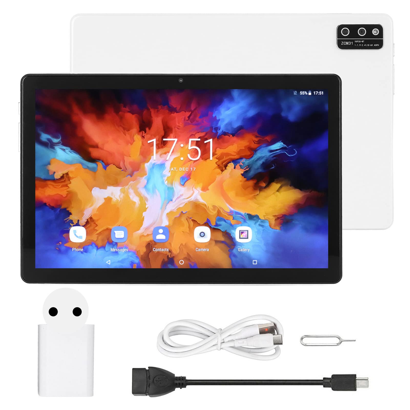 10.1 Inch Tablet, 5G WiFi Octa Core CPU 8GB RAM 128GB ROM Smart Tablet, Portable Gaming Tablet with Dual Camera for Family, Office, School 100‑240V