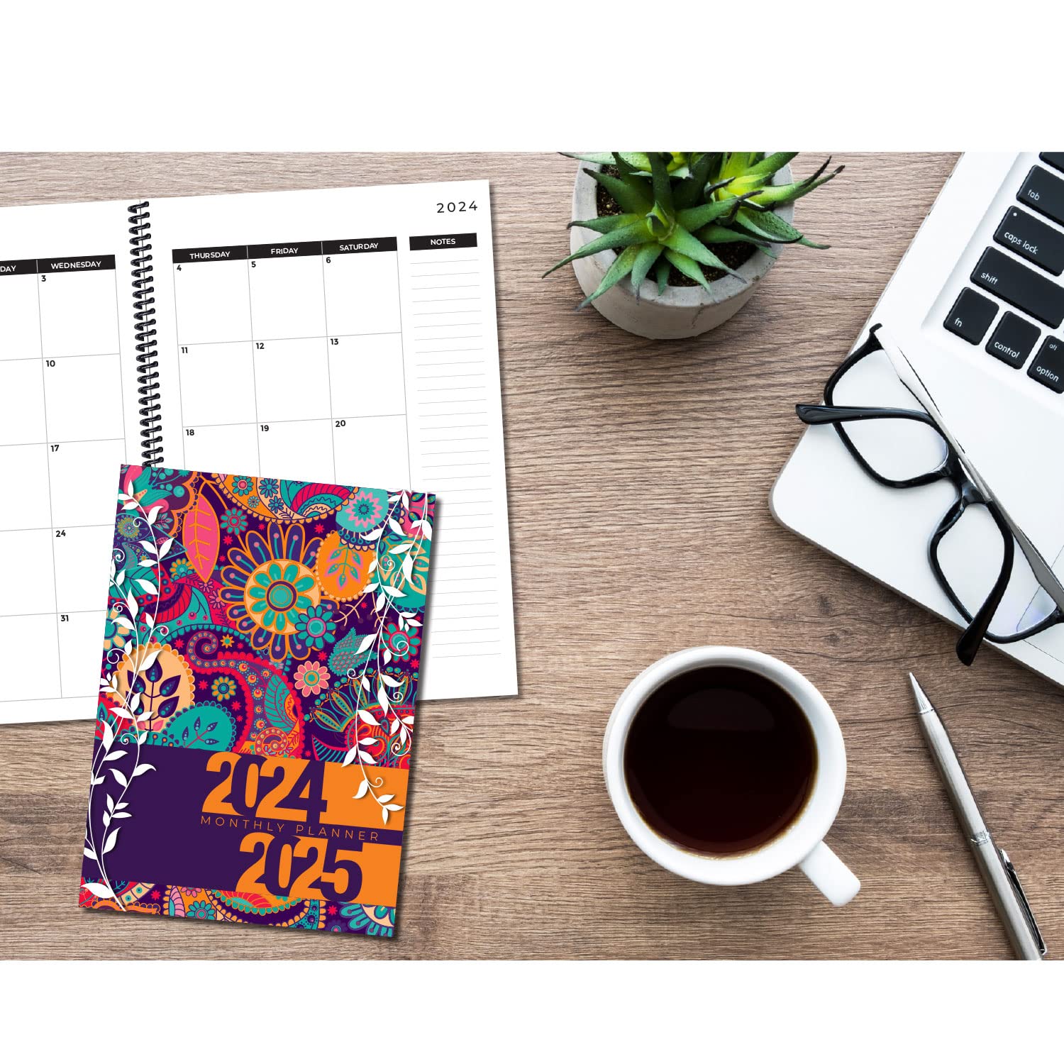 2024-2025 Monthly Planner, 7"x10", 100lb Cover, Spiral Bound, 2 Year Calendar Great For Organization & Scheduling