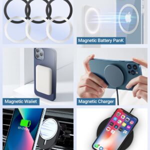 KALAPOP Magnetic Wireless Charging Magsafe Ring-6 PCS,Ultra-Thin(0.4mm) Magsafe Sticker, Compatible with iPhone 15/14/13/12 Series,Samsung Galaxy,Google Pixel Series,Magsafe Accessories-3Black&3Silver