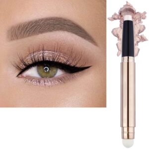 saubzean light gold eyeshadow stick makeup, waterproof hypoallergenic long lasting crayon, glitter primer palette shimmer eyeliner pen with soft brush