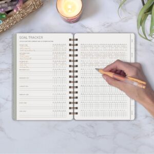 Orange Circle Studio Agatha 2024 Weekly Planner, Spiral Notebook, Weekly & Monthly Calendar Views, To Do List Notepad, Appointment, Budget & Goal Tracker, 17-Month Agenda for School/Work, Greige