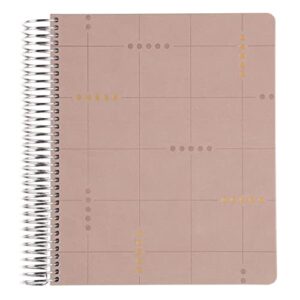 erin condren 7" x 9" platinum coiled focused teacher lesson planner (august 2023 - july 2024) - quartz grid vegan leather cover - 80 lb. thick mohawk paper, 12 month calendar