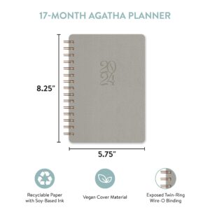 Orange Circle Studio Agatha 2024 Weekly Planner, Spiral Notebook, Weekly & Monthly Calendar Views, To Do List Notepad, Appointment, Budget & Goal Tracker, 17-Month Agenda for School/Work, Greige