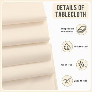 Eleclassi Ivory 12 Pack Premium Disposable Plastic Tablecloth 54 x 108 in - Plastic Table Cloths for Parties Disposable Tablecloth for Rectangle Tables Up to 8 Ft - Rectangle Tablecloth