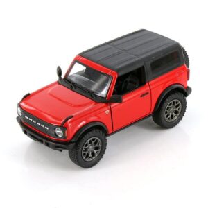 Compatiable with Kinsmart 2022 Ford Bronco Hardtop 1:34 Scale Diecast Model Car (Set of 4, red Black Blue and Yellow)