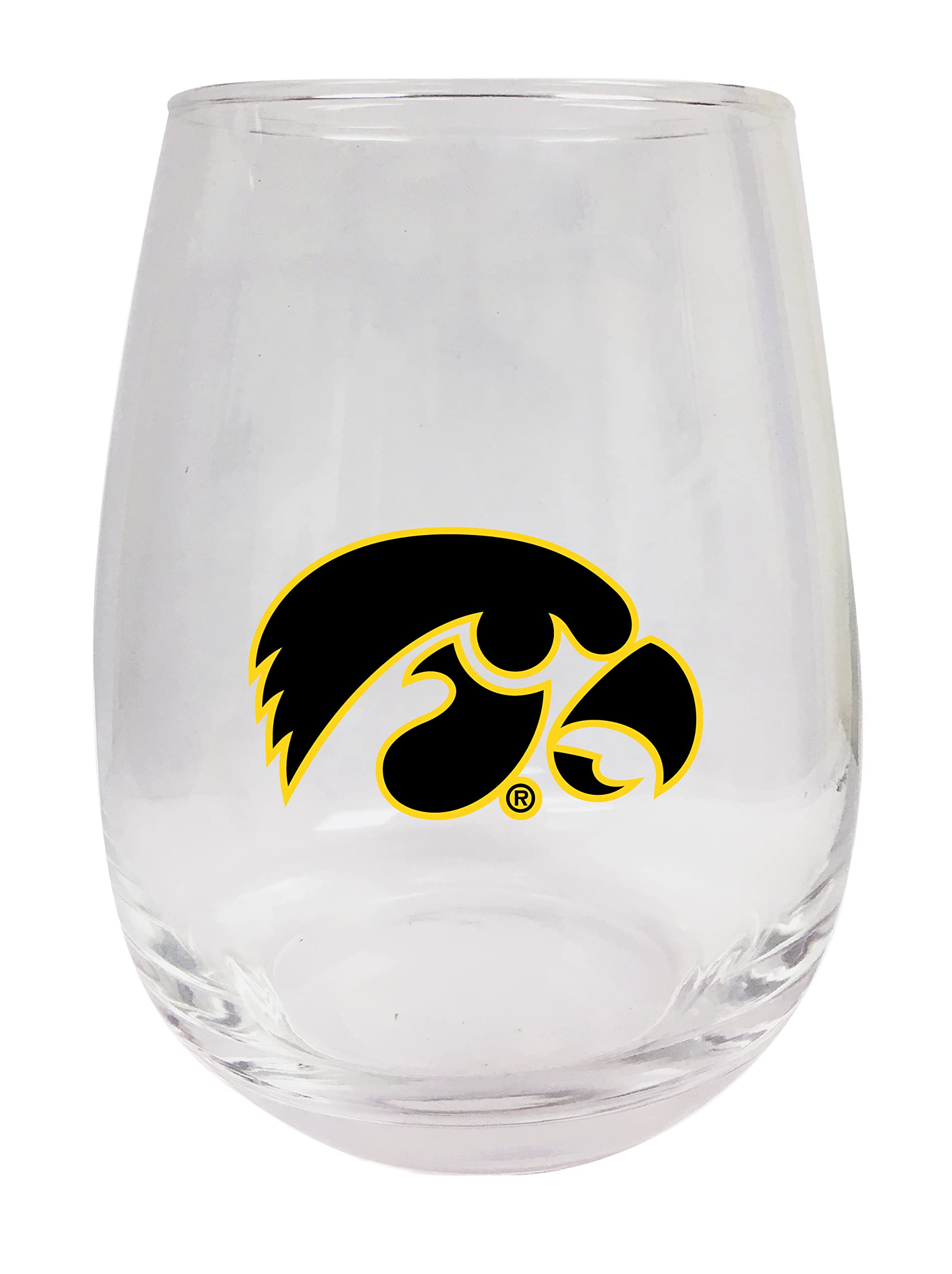 R and R Imports Iowa Hawkeyes 15 oz Stemless Wine Glass Officially Licensed Collegiate Product