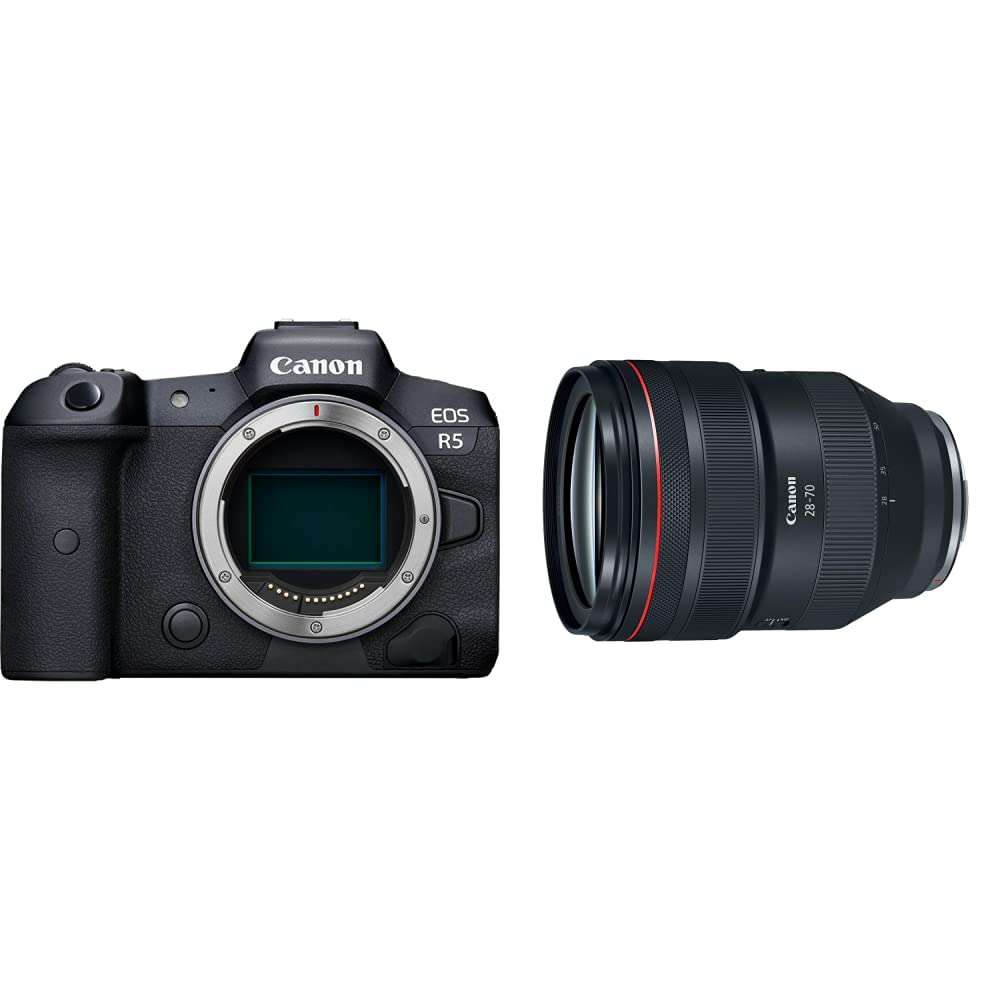 Canon EOS R5 Full-Frame Mirrorless Camera - 8K Video, 45 Megapixel Full-Frame CMOS Sensor, DIGIC X Image Processor, Up to 12 fps Mechanical Shutter (Body Only) with RF 28-70mm f/2L USM Lens