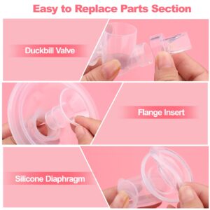 Flange Insert 13/15/17/19/21mm 5pcs, Compatible with Momcozy S9/S9 pro/S12/S12 pro, Including Duckbill Valve&Silicone Diaphragm for Wearable Breast Pump, Reduce Nipple Tunnel Down to Correct Size