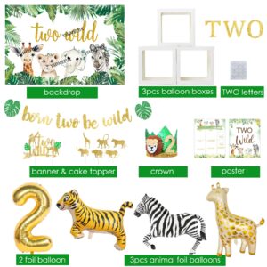 YSHMFEUX Two Wild Birthday Decorations Party Supplies, Jungle Theme 2nd Birthday Party Supplies, Jungle Safari Animal 2nd Birthday Decorations, Second Birthday Decorations for 2 Years Old Birthday