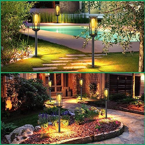 TomCare Solar Lights Outdoor Bright Larger 6 Pack Solar Pathway Lights Up to 16Hrs Waterproof Solar Garden Lights Solar Powered Landscape Lights Decorative Solar Lights for Outside Yard Patio