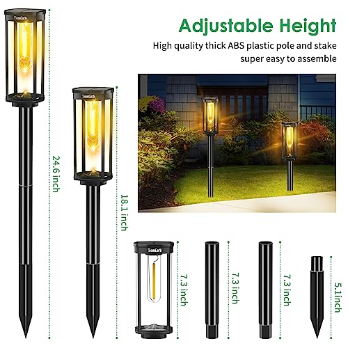 TomCare Solar Lights Outdoor Bright Larger 6 Pack Solar Pathway Lights Up to 16Hrs Waterproof Solar Garden Lights Solar Powered Landscape Lights Decorative Solar Lights for Outside Yard Patio