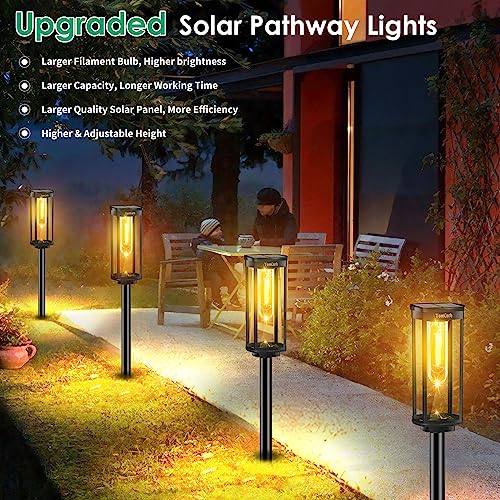 TomCare Solar Lights Outdoor Bright Larger 6 Pack Solar Pathway Lights Up to 16Hrs Waterproof Solar Garden Lights Solar Powered Landscape Lights Decorative Solar Lights for Outside Yard Patio