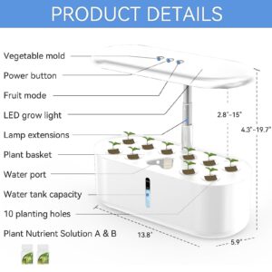 Watch-it-Grow 10 pods Hydroponics Growing System with Herb Germination Kits FCC CE ROHS Certified, 24W Full Spectrum Grow Lights Indoor Garden, Installation Free Educational Science Kit for Teens