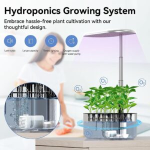 Watch-it-Grow 10 pods Hydroponics Growing System with Herb Germination Kits FCC CE ROHS Certified, 24W Full Spectrum Grow Lights Indoor Garden, Installation Free Educational Science Kit for Teens