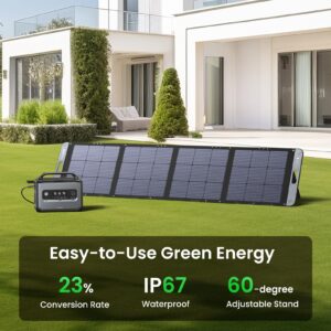 UGREEN PowerRoam 1200 Solar Generator, 1024Wh Portable Power Station with 200W Solar Panel Included, Up to 2500W Output, LiFePO4 (LFP) Battery, Generators for Home Backup/Outdoor Camping/RVs