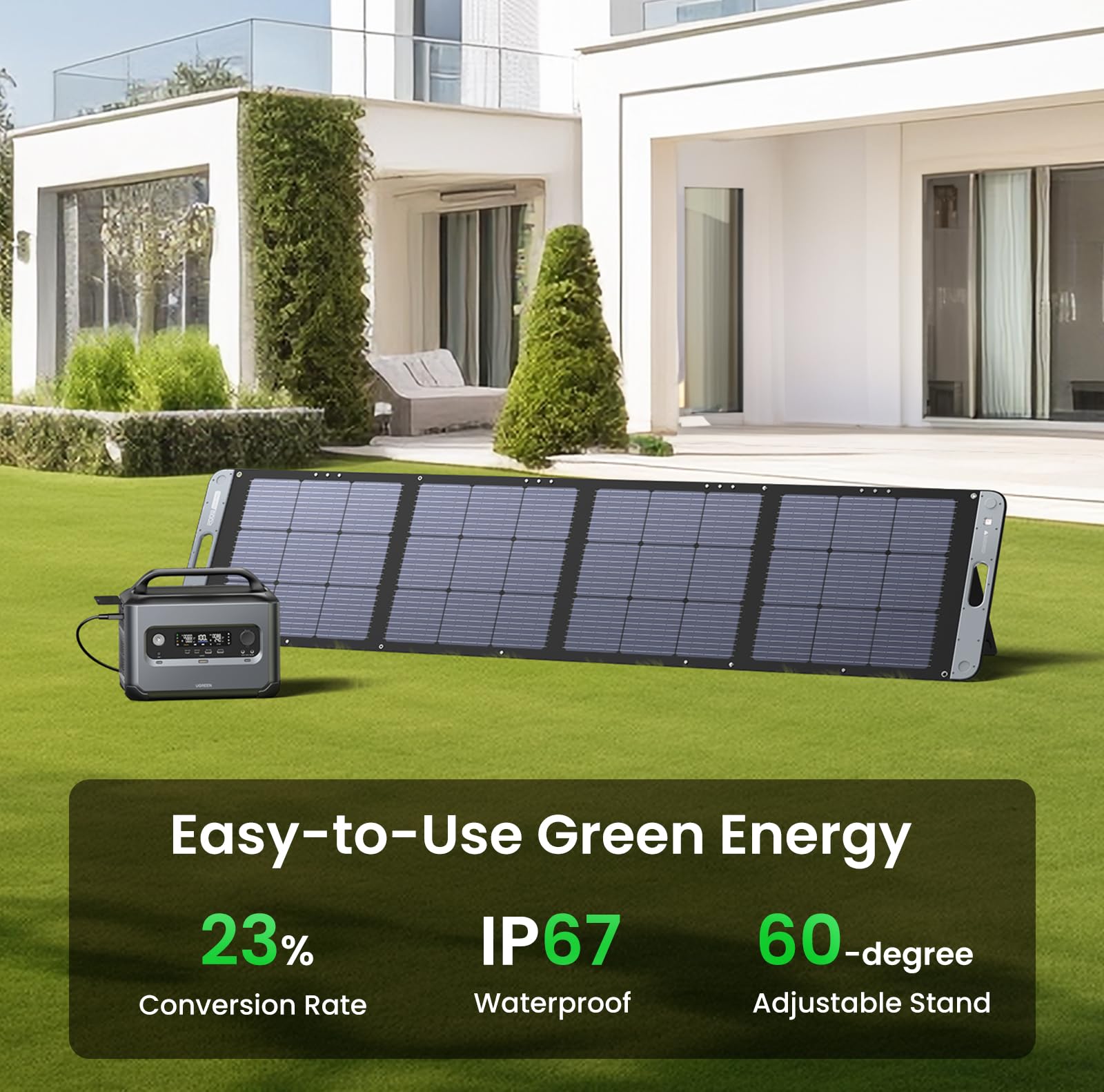 UGREEN PowerRoam 1200 Solar Generator, 1024Wh Portable Power Station with 200W Solar Panel Included, Up to 2500W Output, LiFePO4 (LFP) Battery, Generators for Home Backup/Outdoor Camping/RVs