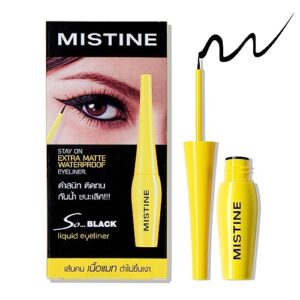 mistine so black waterproof eyeliner,smudge proof eyeliner with silky formula,quick drying liquid eyeliner pen,ultra matte finish black eyeliner,vegan & cruelty-free,1 count