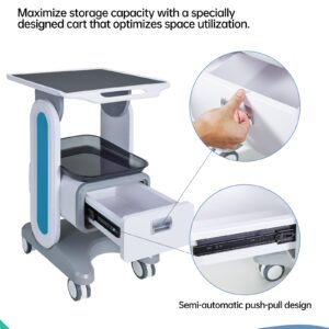 Professional Medical Trolley Cart with Wheels Mobile Ultrasound Cart Beauty Storage Utility Cart Rolling Cart with Drawer for Home Bedroom Salon Lab Hospital Dental Office Clinic