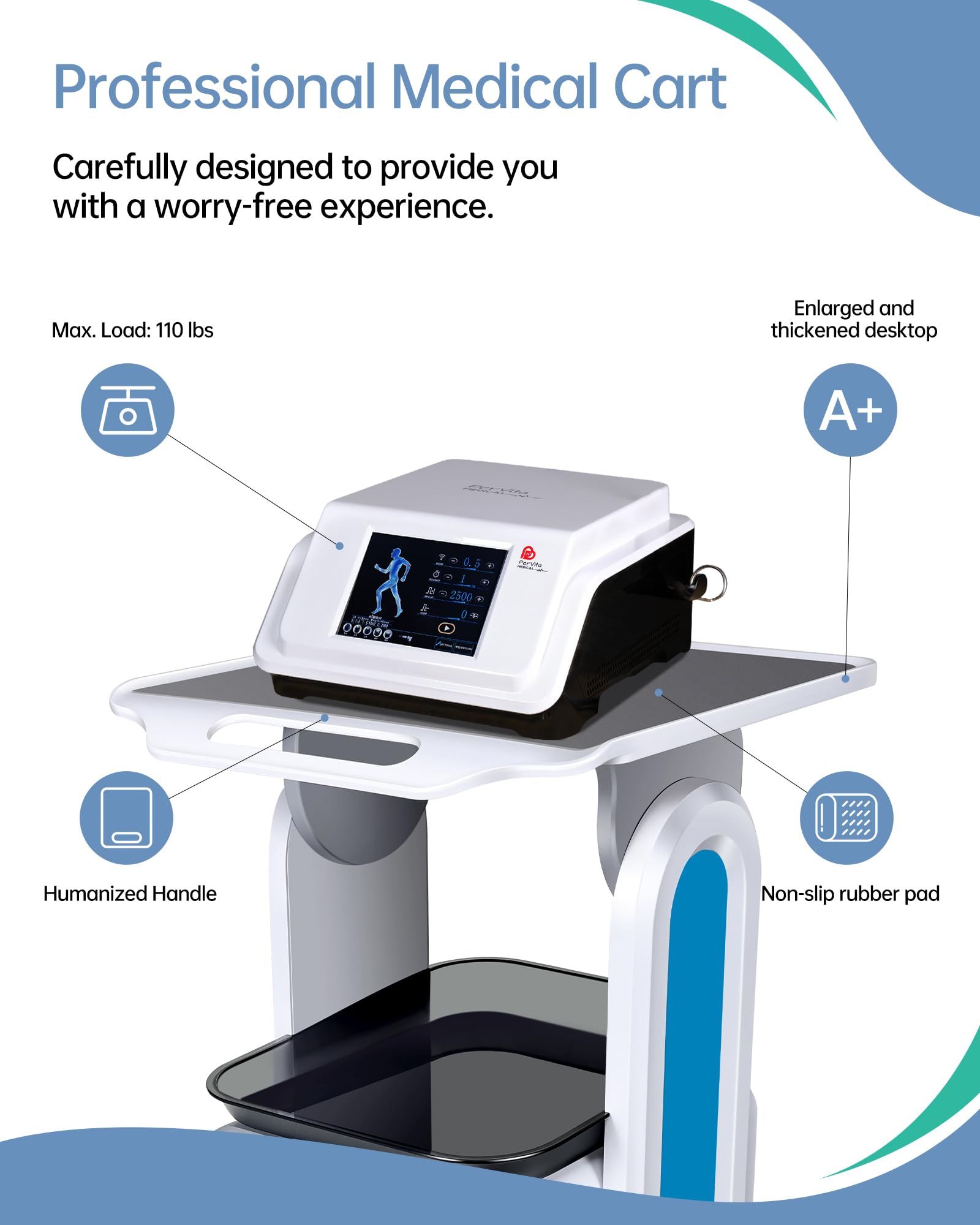 Professional Medical Trolley Cart with Wheels Mobile Ultrasound Cart Beauty Storage Utility Cart Rolling Cart with Drawer for Home Bedroom Salon Lab Hospital Dental Office Clinic