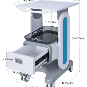 Professional Medical Trolley Cart with Wheels Mobile Ultrasound Cart Beauty Storage Utility Cart Rolling Cart with Drawer for Home Bedroom Salon Lab Hospital Dental Office Clinic