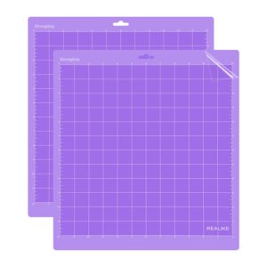 realike stronggrip cutting mat for cricut maker 3/maker/explore 3/air 2/air/one, 2 pack 12x12 inch purple strong grip adhesive sticky non-slip cut mat replacement accessories for cricu