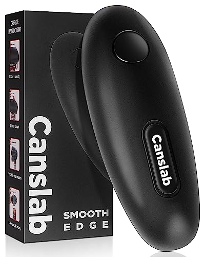 Electric Can Opener for Kitchen with Stainless Steel Blade- Portable Battery Powered Can Opener Smooth Edge, Automatic Easy Hands Free One Touch Start for Seniors with Arthritis, Left Handed, Black