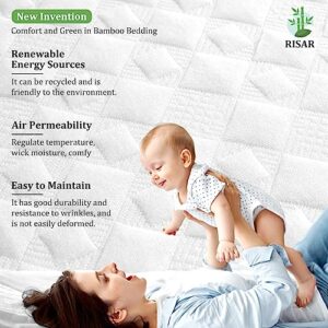 RISAR Queen Size Bed Waterproof Mattress Protector - Cooling Water Proof Mattress Cover for Kids, Breathable Mattress Pad Cover Washable, Wetting, 8''-21'' Extra Deep Pocket