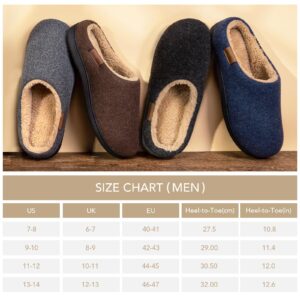 VeraCosy Men's Fuzzy Faux Sherpa Lined Memory Foam Slippers, Slip on Warm House Shoes for Indoor Outdoor Gray, 9-10 US