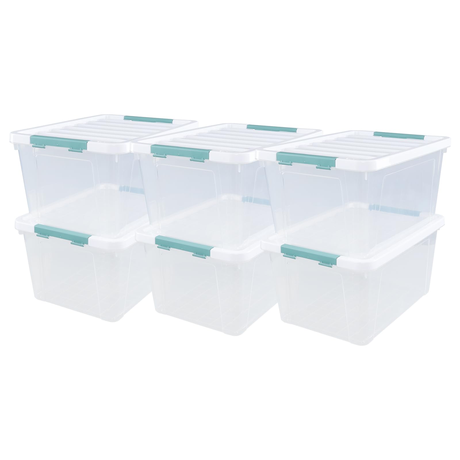 Gainhope 6 Pack 35 L Clear Plastic Storage Bin, Latch Storage Box with Lid