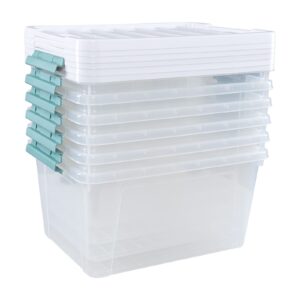 Gainhope 6 Pack 35 L Clear Plastic Storage Bin, Latch Storage Box with Lid