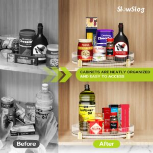 Slow Slog Lazy Susan Organizer, 360 Degree Rotating Lazy Susan Turntable Organizer, Seasoning Organizer for Cabinet, Clear Cosmetics Organizer, Counter Organizer Tray for Kitchen, Bathroom