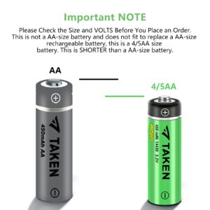 Taken 14430 3.2 Volt Rechargeable Solar Battery with Charger, 3.2V 450mAh 14430 LiFePO4 Rechargeable Battery for Solar Panel Outdoor Garden Lights, 12 Pack 14430 Battery with 4-Ports LiFePO4 Charger