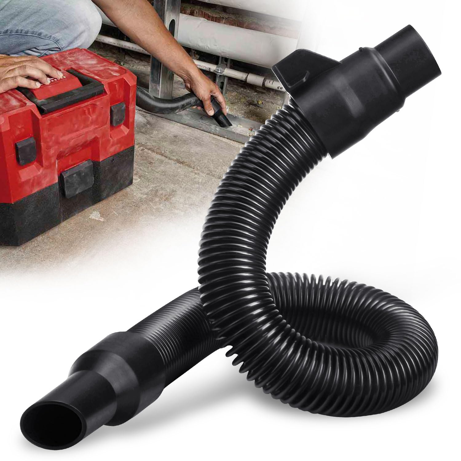 14-37-0105 18v/28v Wet/Dry Vac Hose Assembly Compatible with Milwaukee 0880-20 Rev-B Vacuum, Also Fits 0780-20 0970-20, use to pick up dust and debris - Fits Inside Hose Storage Vacuum