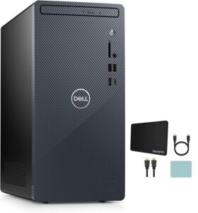 dell inspiron 3910 desktop, 12th gen intel core i5-12400 processor, 32gb ddr4 ram, 256gb ssd + 1tb hdd, intel uhd graphics, dvd, bluetooth, wi-fi 6, win11h, blue, wired keyboard&mouse + accessories