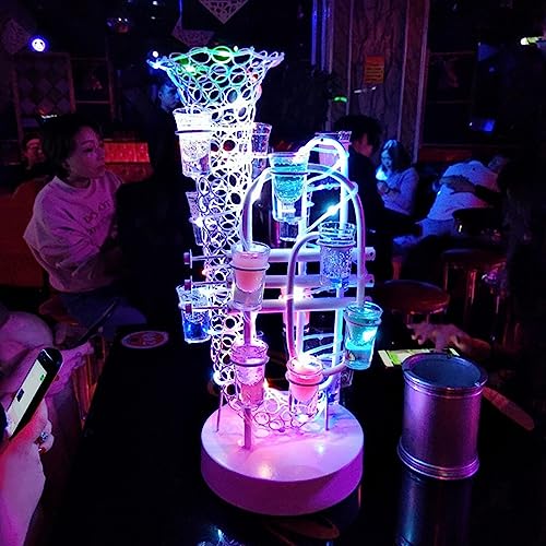 YTCYKJ Neon Countertop Wine Rack,Acrylic Cup Holder with 12 Glasses Cup Holes,Colorful Light,Party Bar Drinking Tumblers Stand for Home,Bar,Party(Ferris Wheel)