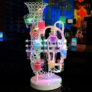 YTCYKJ Neon Countertop Wine Rack,Acrylic Cup Holder with 12 Glasses Cup Holes,Colorful Light,Party Bar Drinking Tumblers Stand for Home,Bar,Party(Ferris Wheel)