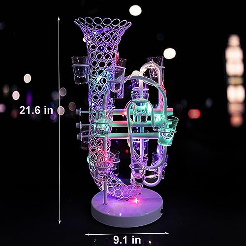 YTCYKJ Neon Countertop Wine Rack,Acrylic Cup Holder with 12 Glasses Cup Holes,Colorful Light,Party Bar Drinking Tumblers Stand for Home,Bar,Party(Ferris Wheel)