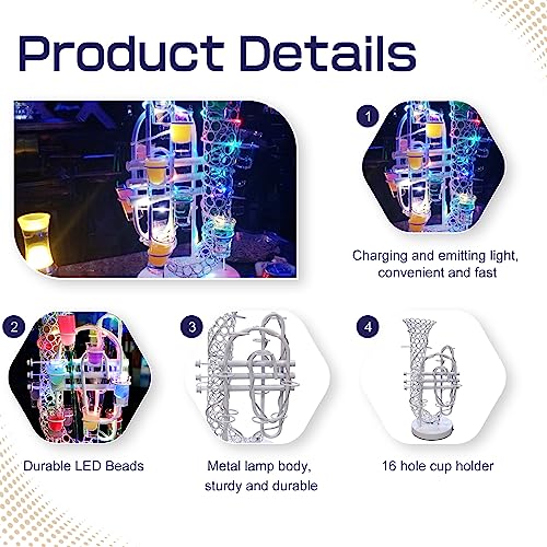 YTCYKJ Neon Countertop Wine Rack,Acrylic Cup Holder with 12 Glasses Cup Holes,Colorful Light,Party Bar Drinking Tumblers Stand for Home,Bar,Party(Ferris Wheel)