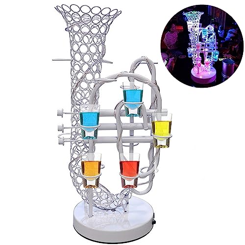 YTCYKJ Neon Countertop Wine Rack,Acrylic Cup Holder with 12 Glasses Cup Holes,Colorful Light,Party Bar Drinking Tumblers Stand for Home,Bar,Party(Ferris Wheel)