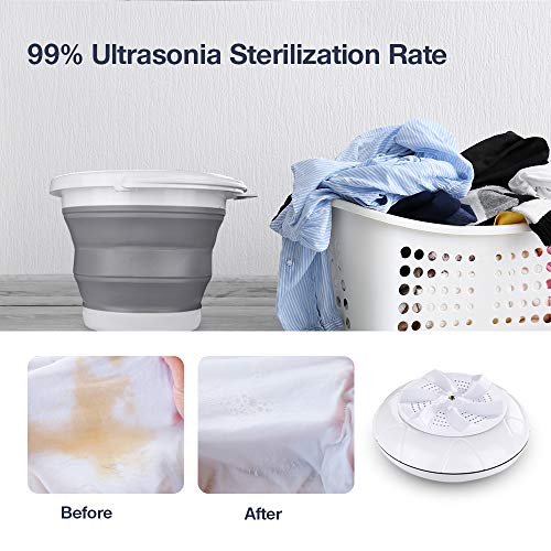 Mini Washing Machine, Portable Washer with Foldable Laundry Tub, Ultrasonic Turbine Washer for Baby Clothes Underwear Socks Towels Toys RV Travel Camping Home Apartment Dorm Laundry